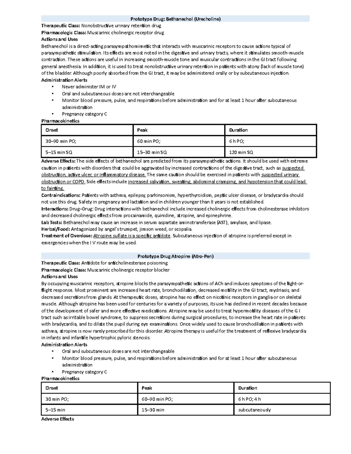 Drugs - meds - Prototype Drug: Bethanechol (Urecholine) Therapeutic ...