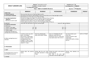 DLL Science 6 Q1 W5 - Daily Lesson Log - GRADES 1 to 12 DAILY LESSON LOG School: DepEdClub Grade ...