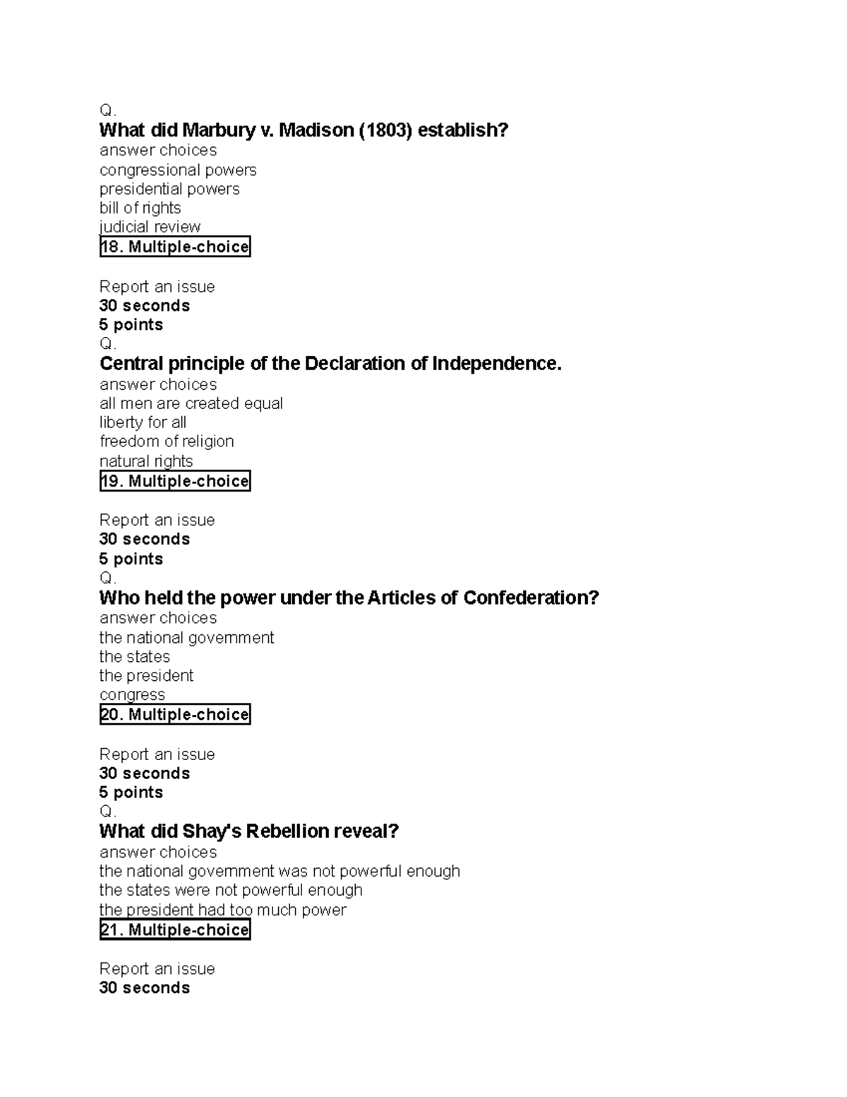 Practice Questions Part 1 - Q. What did Marbury v. Madison (1803 ...