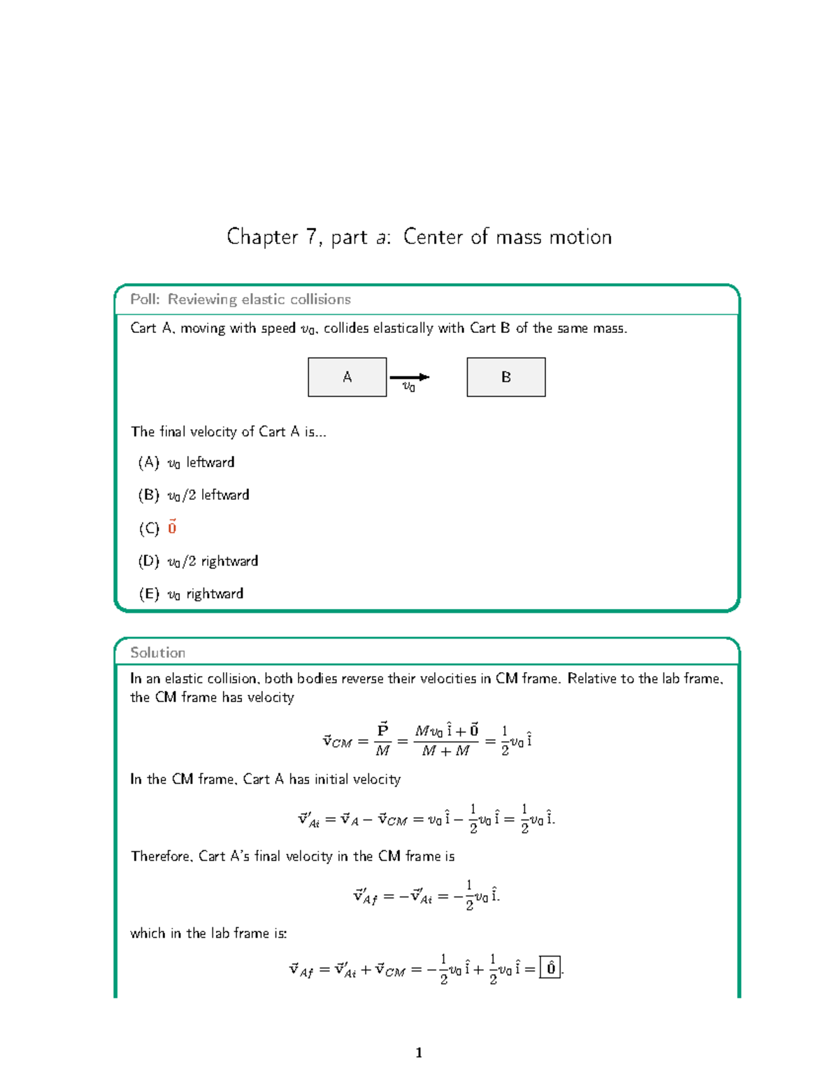 LN7a - Center of mass motion - Chapter 7, part a: Center of mass motion ...