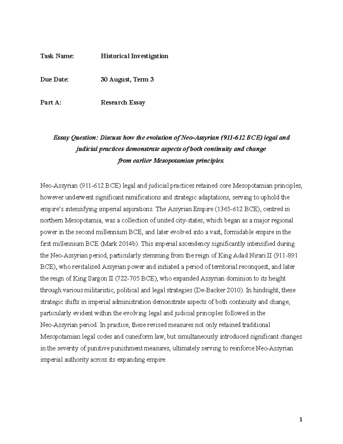 Ancient History - (25/25) Historical Investigation - Neo-Assyria - Task ...