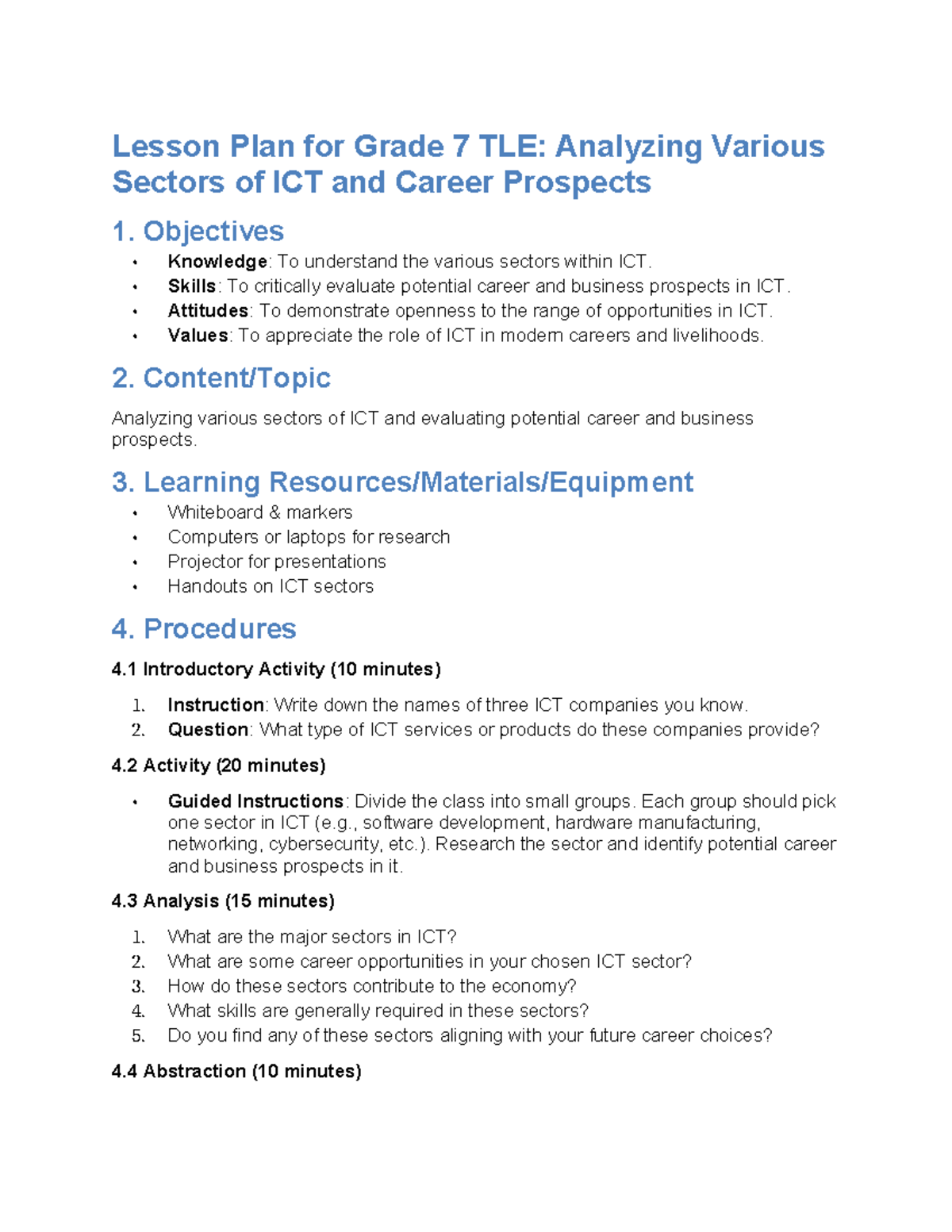 Analyzing various sectors of ICT and evaluating potential career and ...