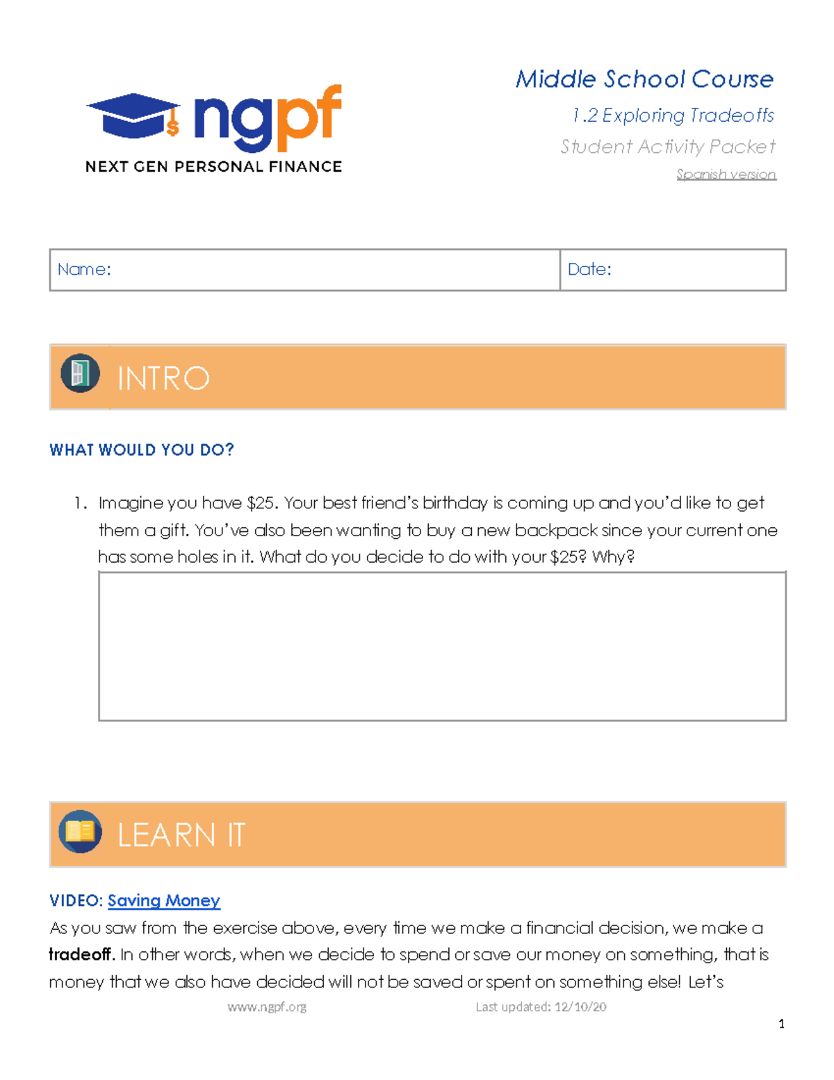 MS-1.2 SAP - very good - Middle School Course 1 Exploring Tradeoffs ...