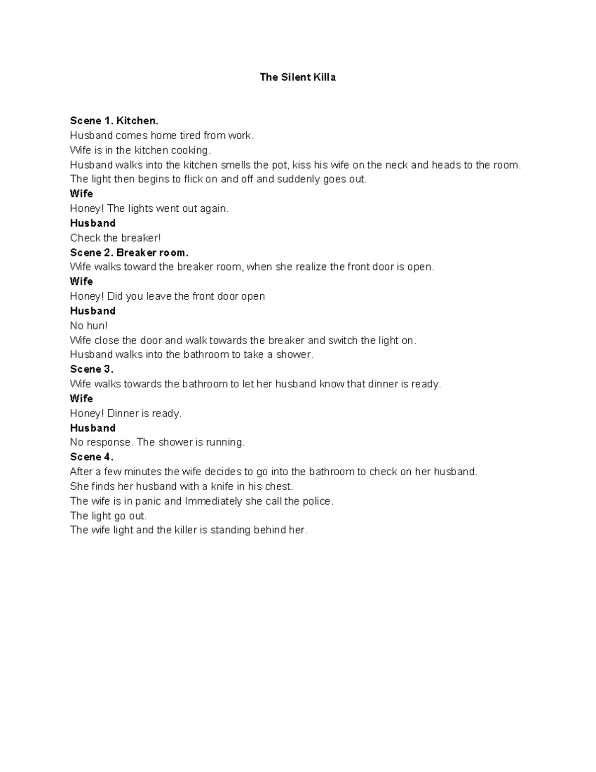 The Silent Killa - short script i wrote - The Silent Killa Scene 1 ...