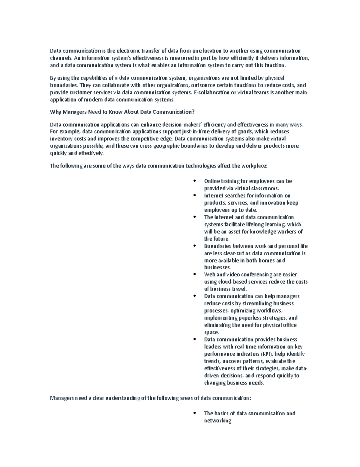 Module 6 Lecture Notes Ism Data Communication Is The Electronic Transfer Of Data From One