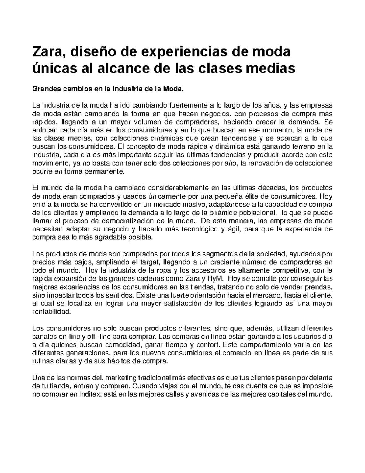 Caso Zara - Caso ZARA - Zara, diseño de experiencias de moda únicas al ...