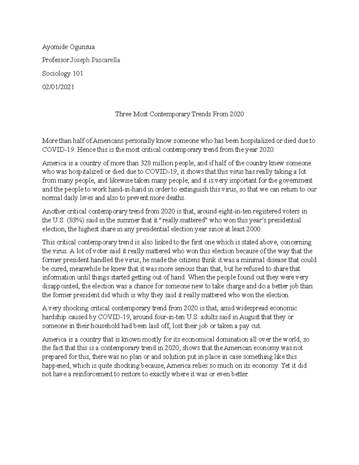 Module One Discussion Board - Ayomide Ogunsua Professor Joseph ...