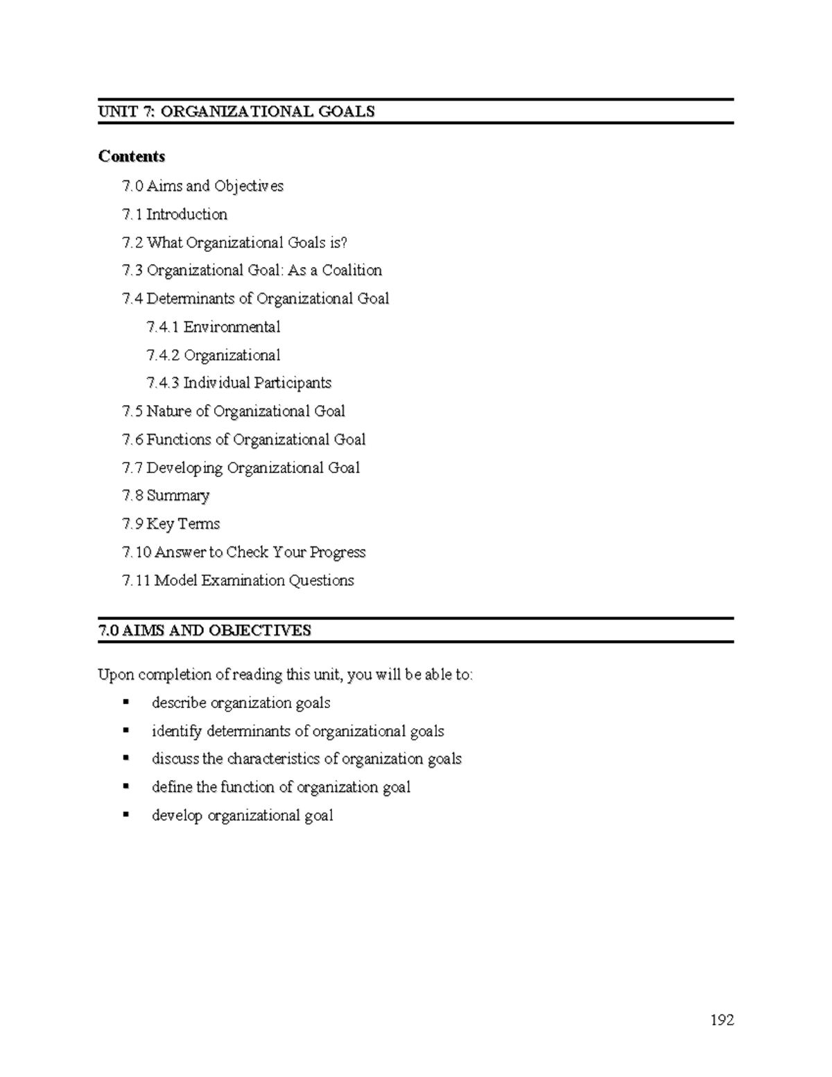 Unit 7 Organizational goals - UNIT 7: ORGANIZATIONAL GOALSUNIT 7 ...