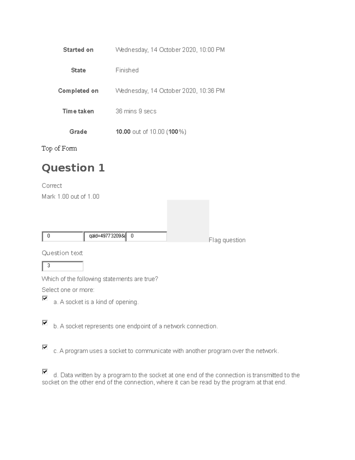 Quiz with answers for Unit 6 - Started on Wednesday, 14 October 2020 ...