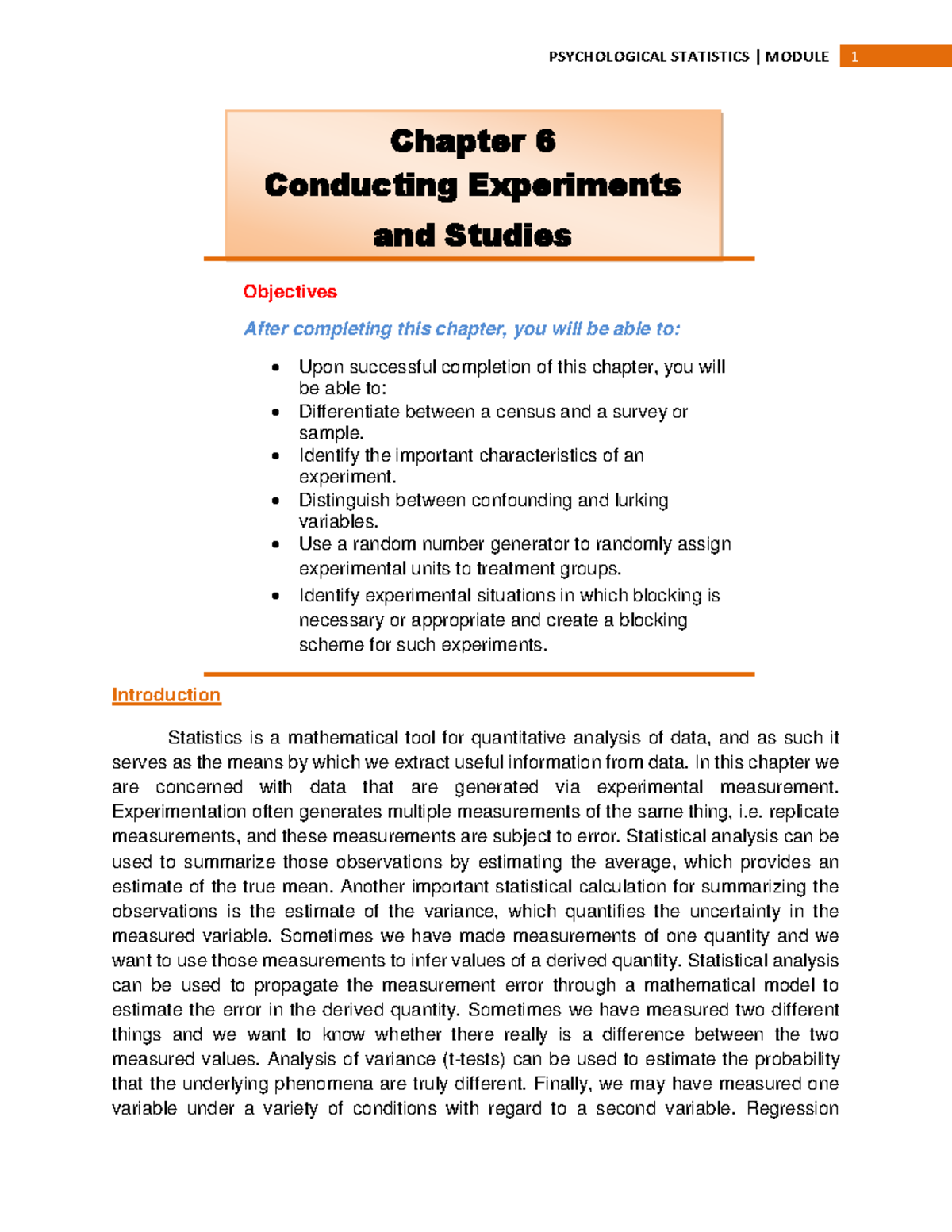 Chapter 6 Conducting Experiments and Studies - Introduction Statistics ...