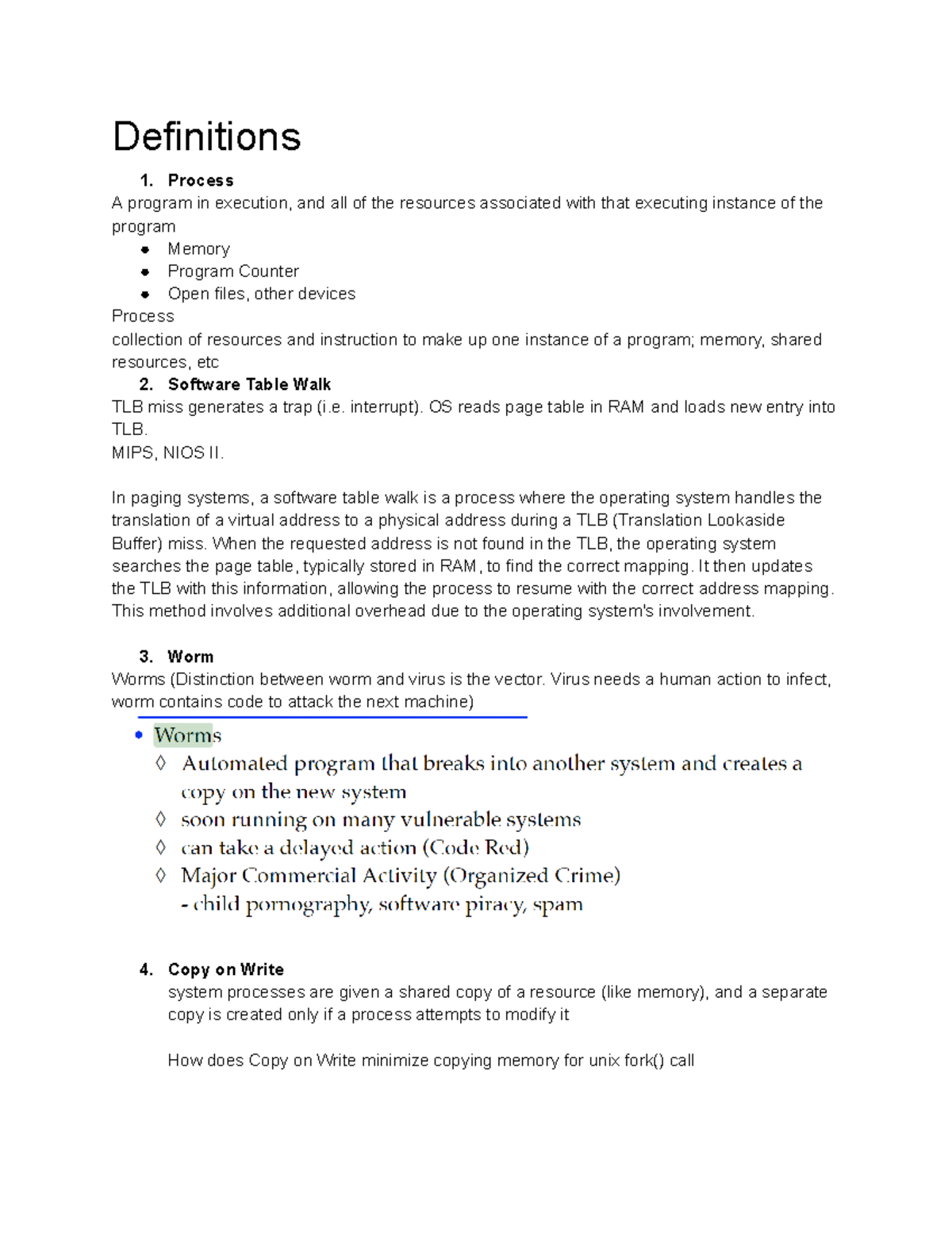 ELEC 377 Exam prep - Definitions 1. Process A program in execution, and all of the resources ...