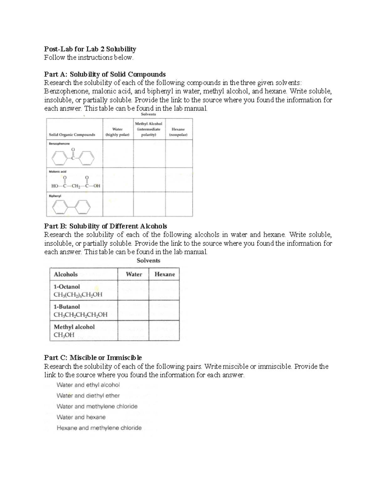 Post Lab Handout for Solubility - Post-Lab for Lab 2 Solubility Follow ...