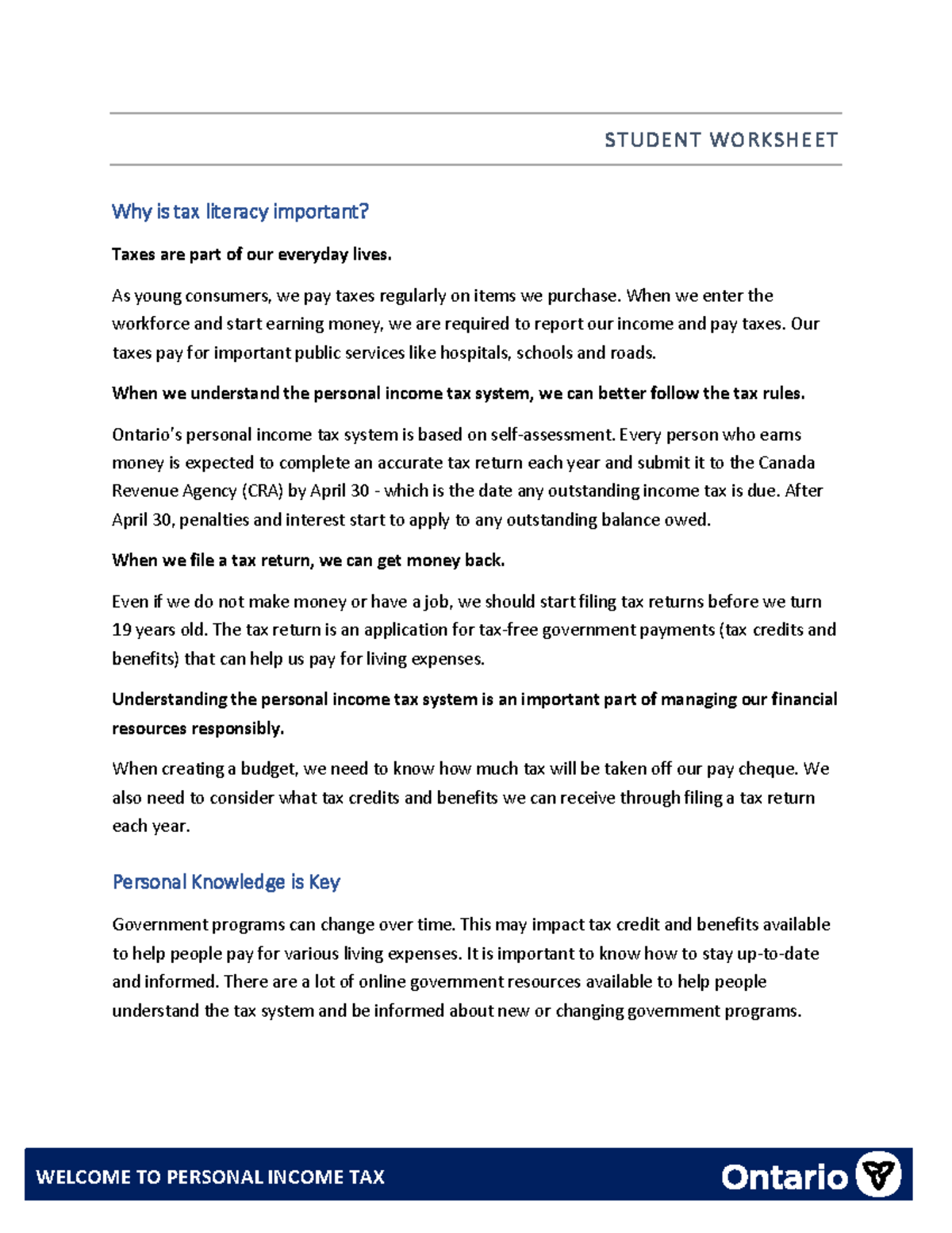 Mof 2019 personal income tax student worksheet 2019 08 26 en - WELCOME ...