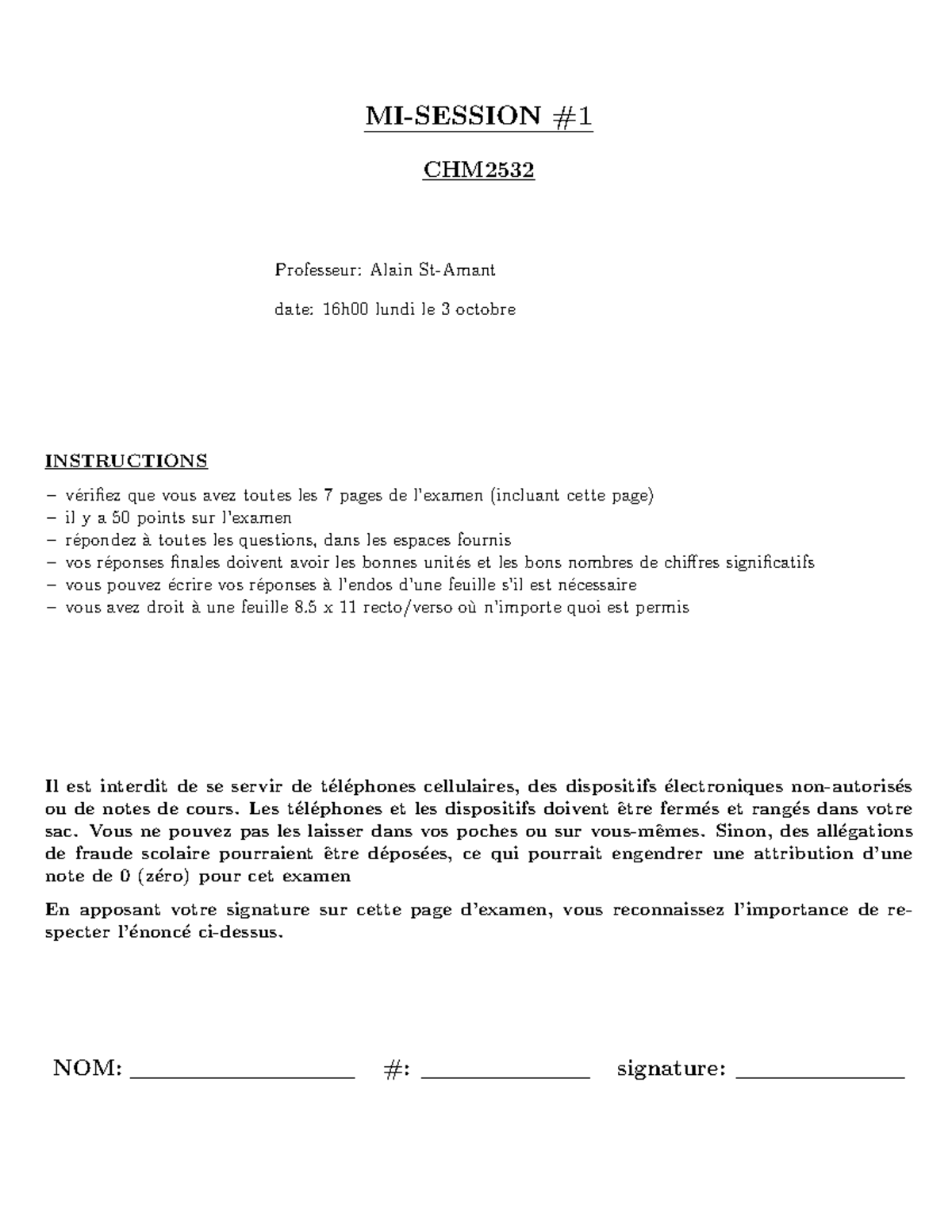 CHM2532 - mi-session-1 2022 (St-Amant) - MI-SESSION CHM Professeur: Alain St-Amant date: 16h00 ...