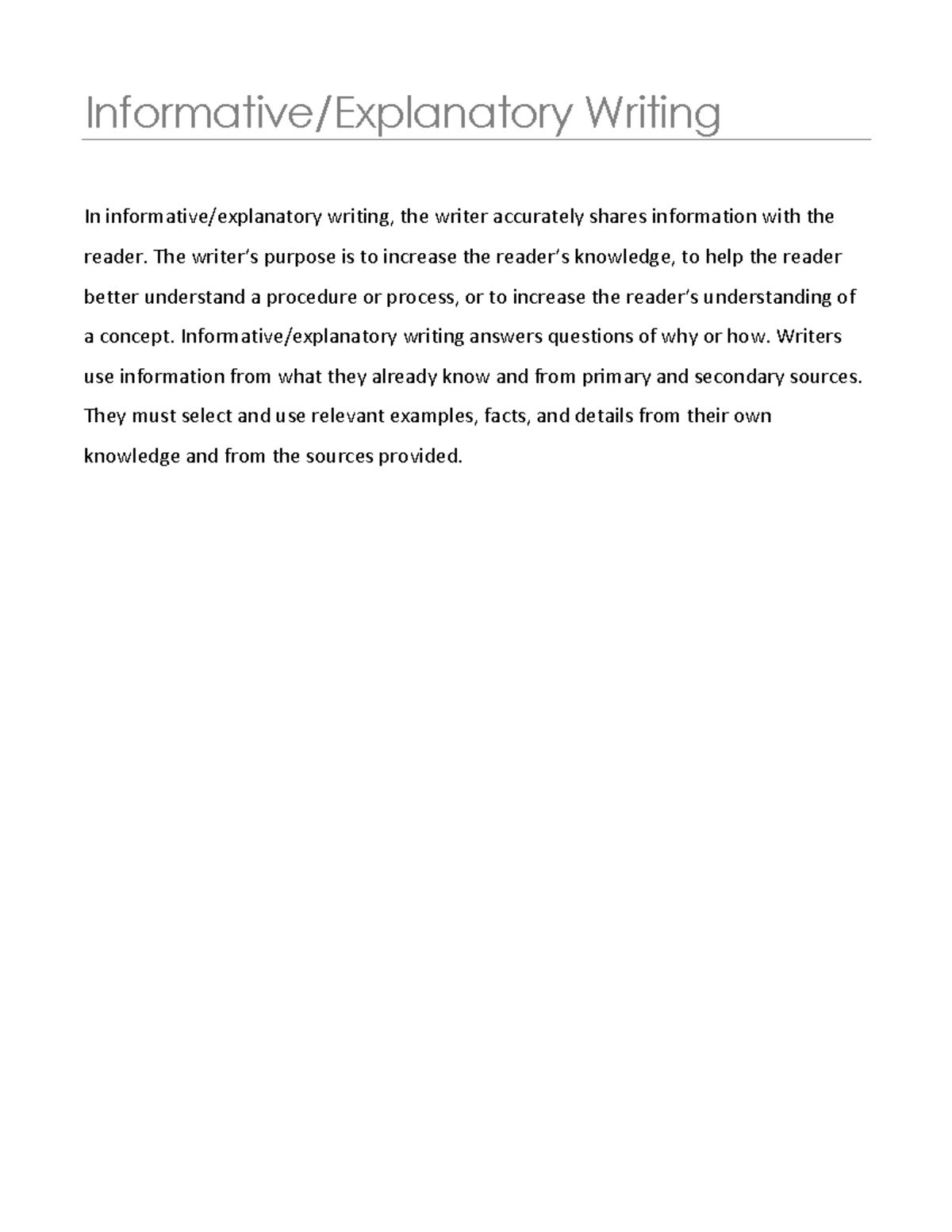 Informative explanatory prompt sample analysis - Informative ...