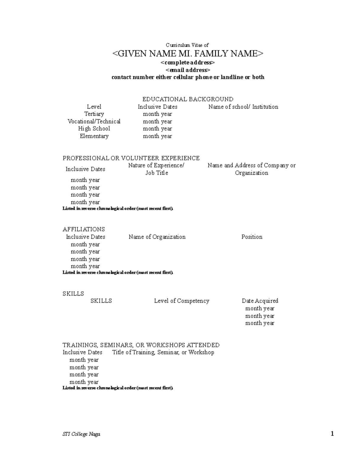 CV - This is template for CV - Curriculum Vitae of