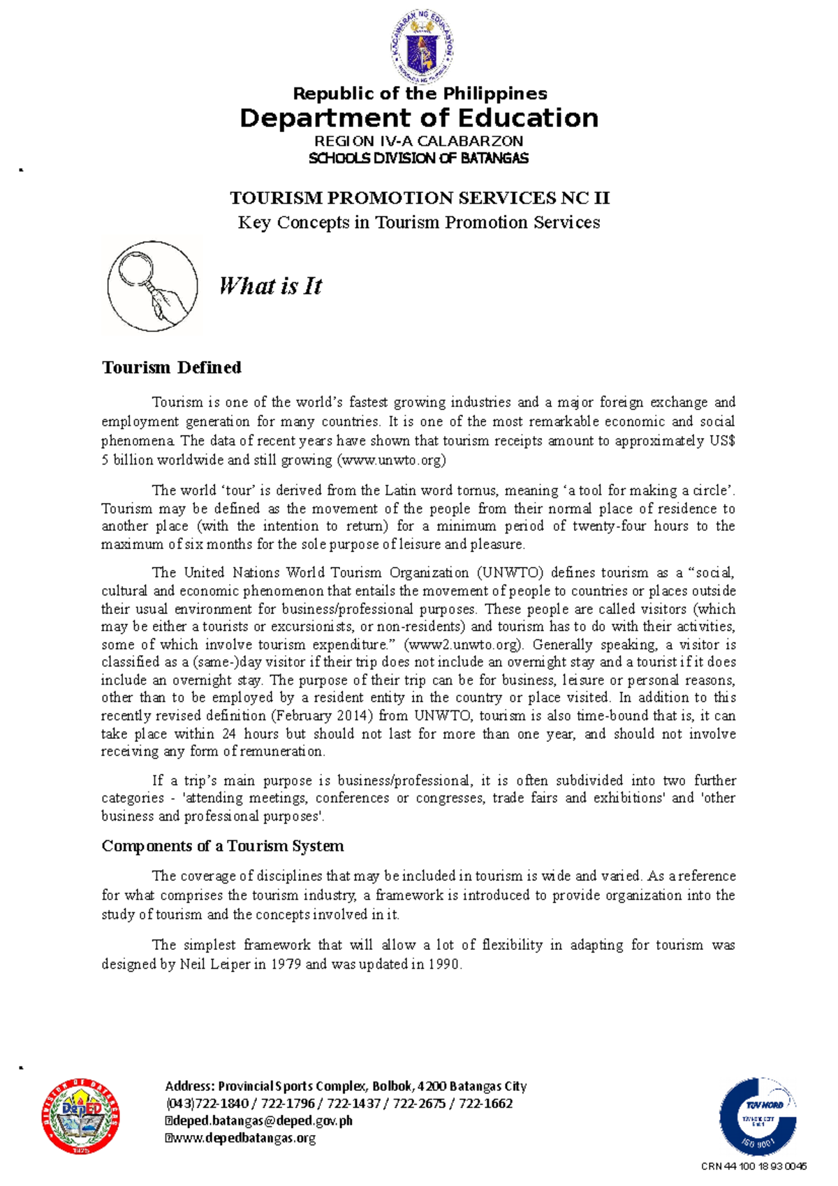 TPS Intro Readings - Reading material for Tourism Promotion Services ...