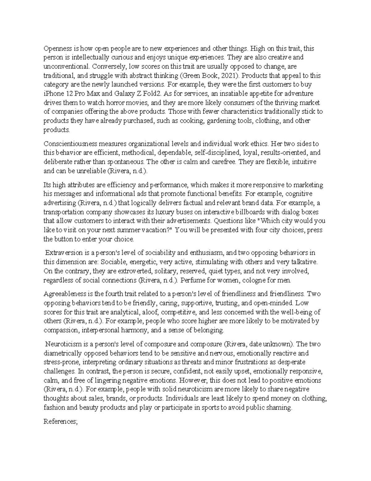 Discussion Forum UNIT 3 - Openness is how open people are to new ...