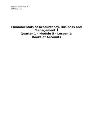 FABM1 - Introduction to Accounting - I. INTRODUCTION TO ACCOUNTING ...
