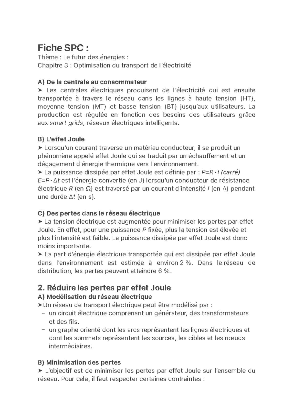 Fiche SPC : - Fiche SPC : Thème : Le futur des énergies : Chapitre 3 ...