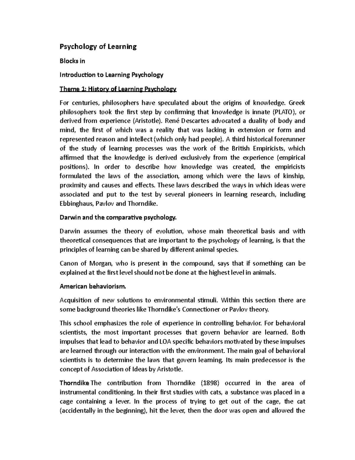 Psychology of Learning - Psychology of Learning Blocks in Introduction ...