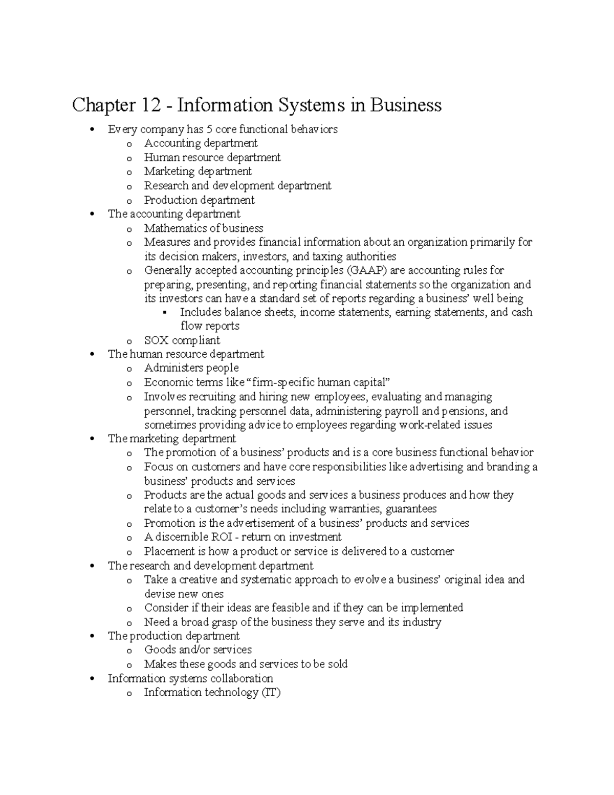 Chapter 12 & 13 - Lecture notes 12-13 - Chapter 12 - Information ...