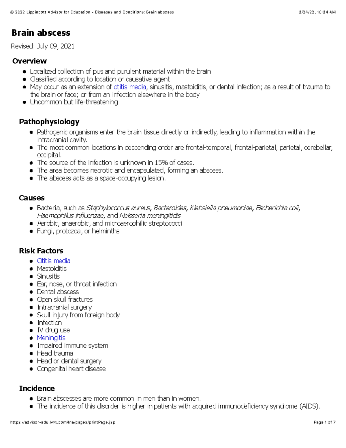 Brain Abscess - Brain abscess Revised: July 09, 2021 Overview Localized ...