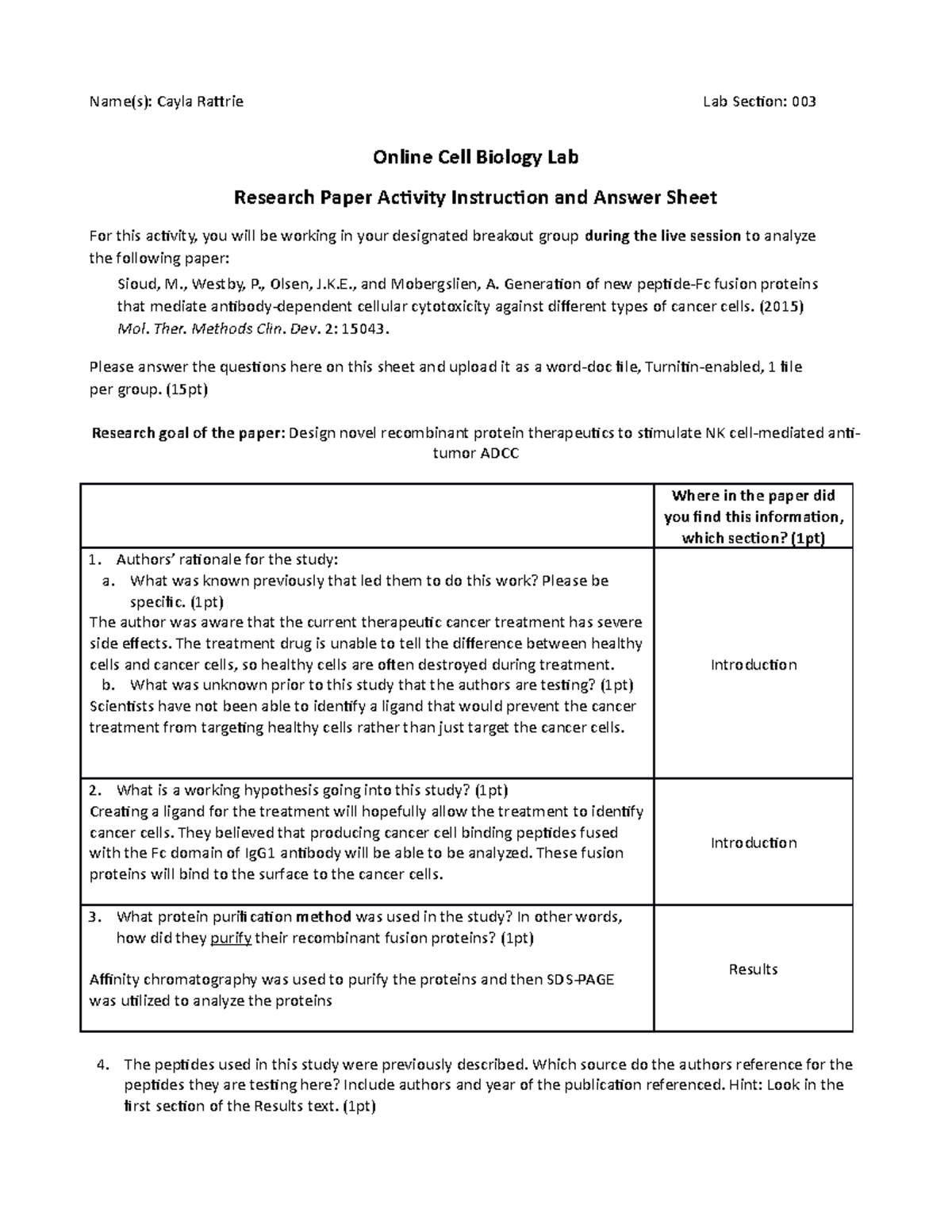 PCB3023 L Online Research Paper Activity Instruction and Answer sheet ...