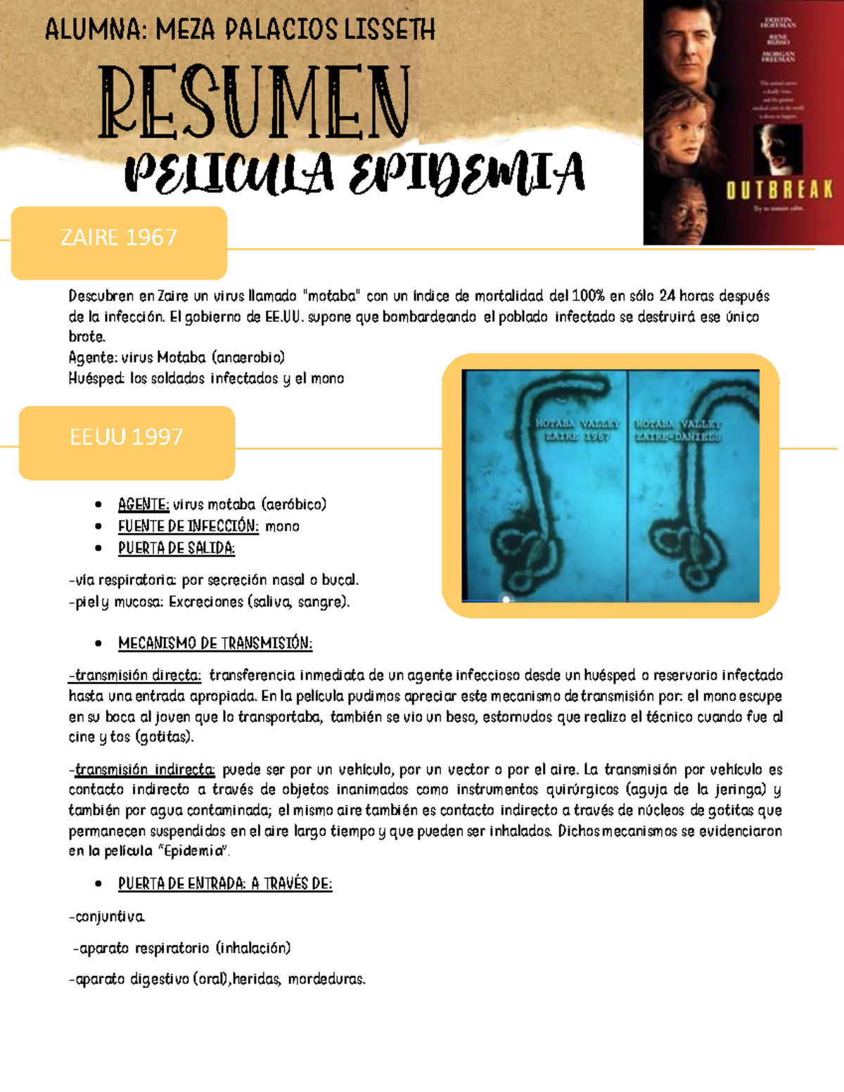 1er Trabajo- Pelicula Epidemia - Descubren en Zaire un virus llamado ...