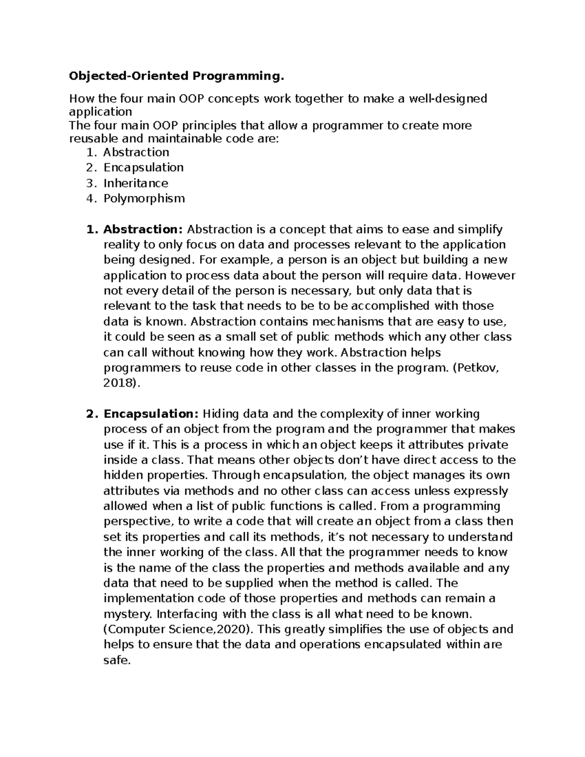 3-1 Discussion- OOP Programming Principles IN Progress - Objected-Oriented Programming. How the ...