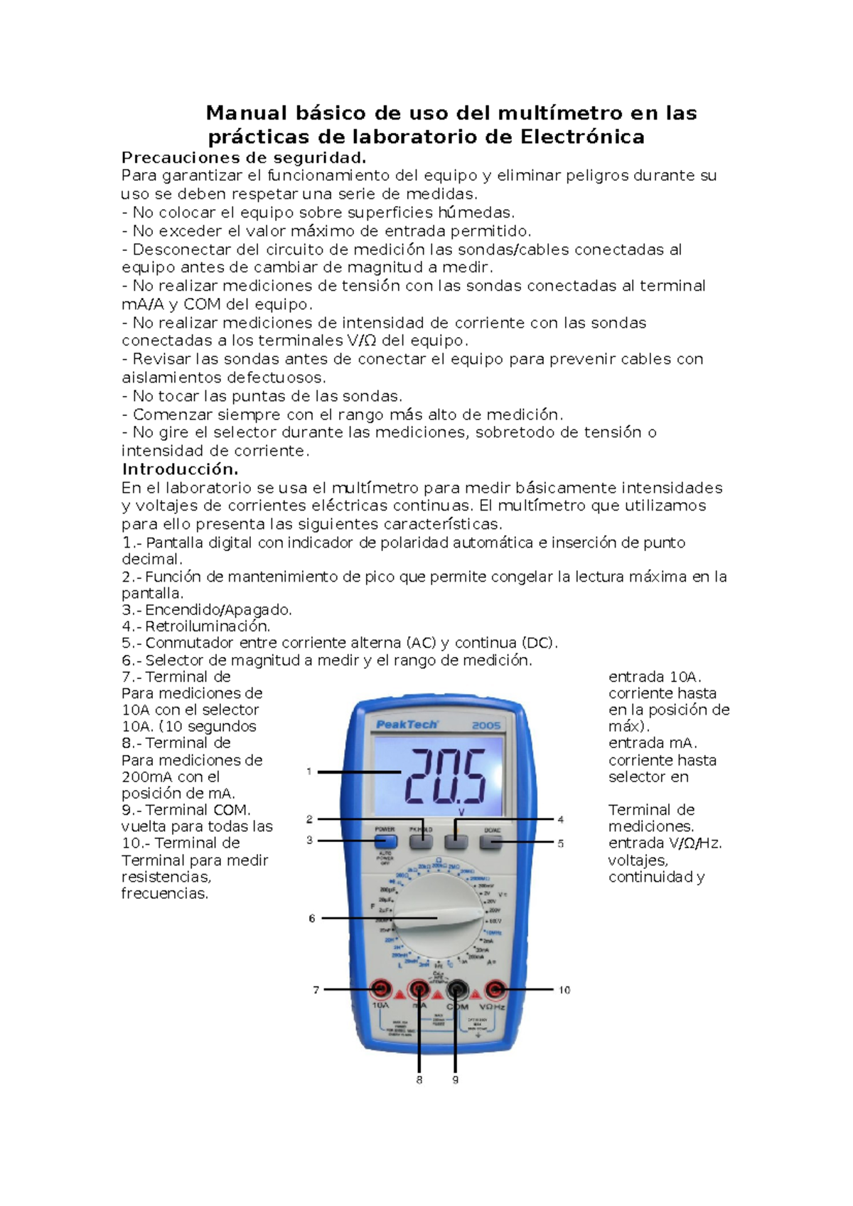 Polimetros Multitester - Manual básico de uso del multímetro en las ...