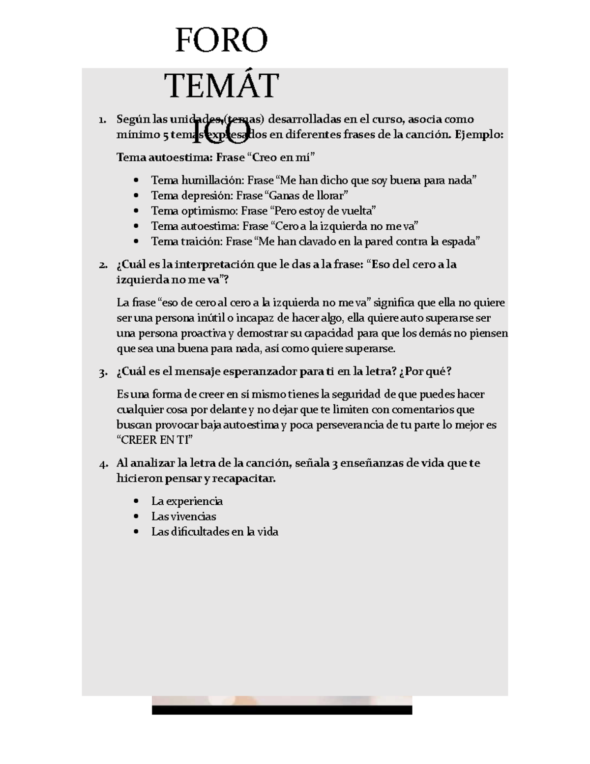 Foro tematico - Según las unidades (temas) desarrolladas en el curso ...