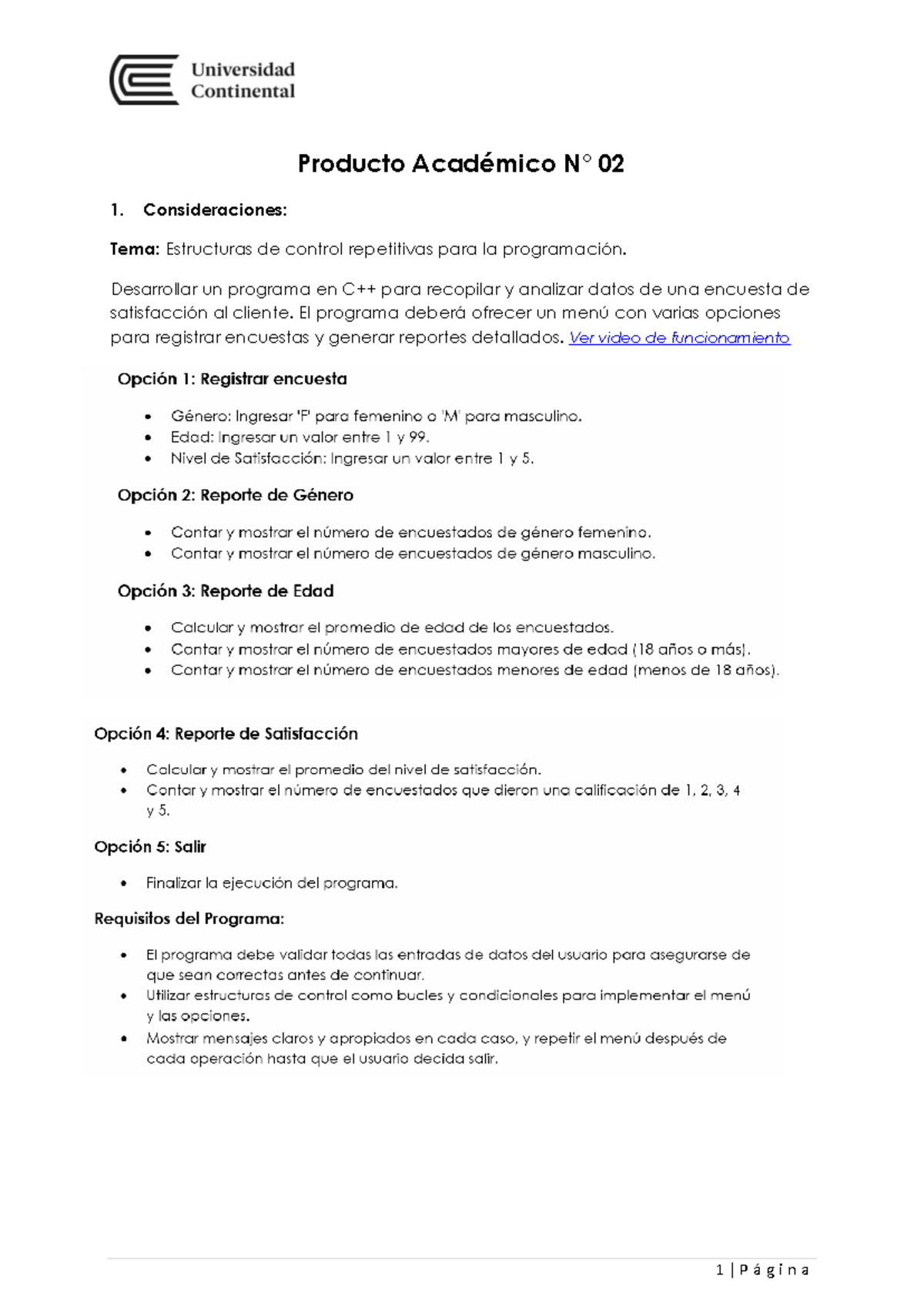 PA 02 Fundamentos Programacion - Producto Académico N° 0 2 1. Consideraciones: Tema: Estructuras ...