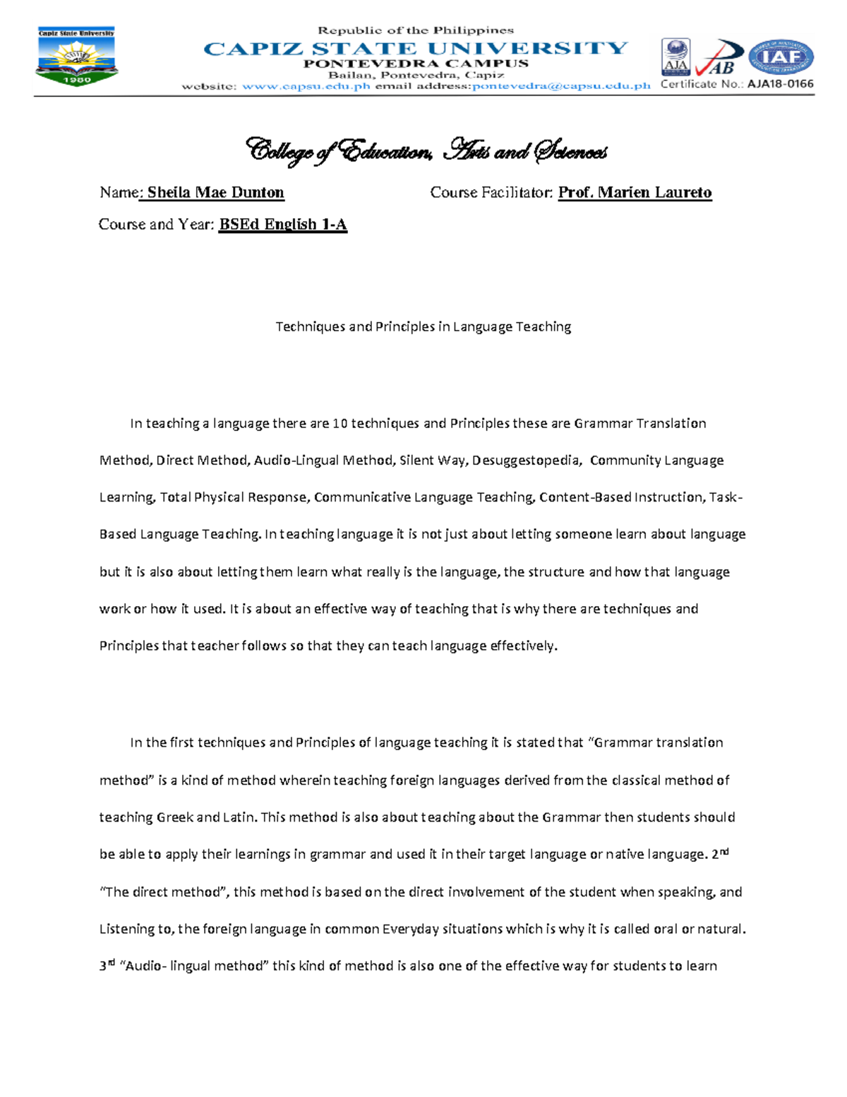 Learning packet 13 - okay - College of Education, Arts and Sciences ...