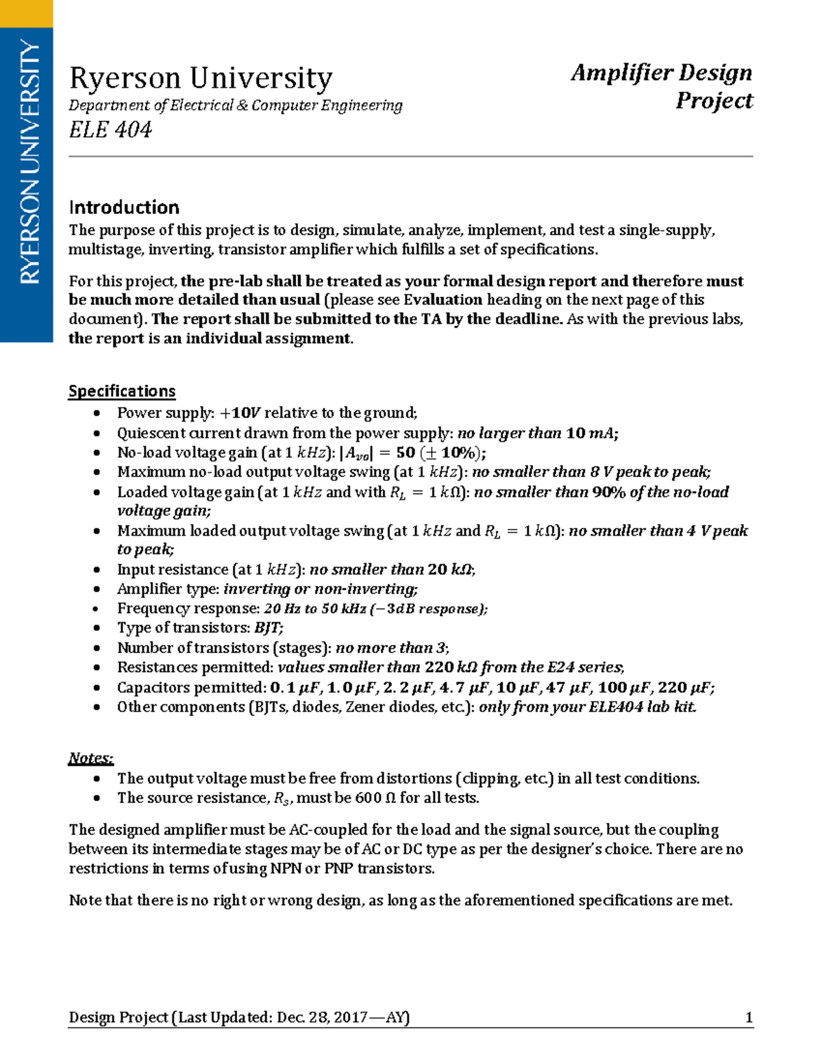ELE404 Design Project - notes - Design Project (Last Updated: Dec. 28 ...