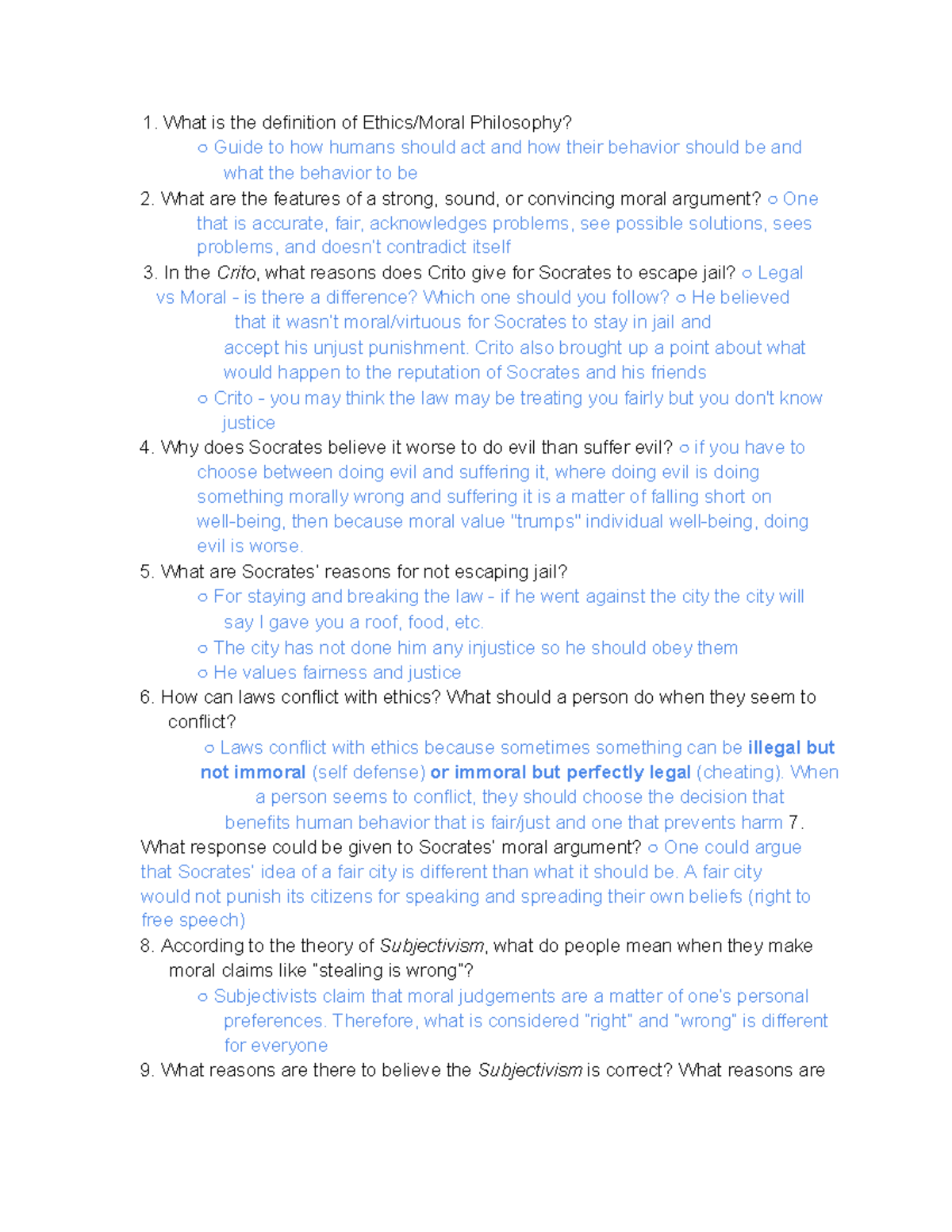 Ethics Midterm Study Guide - What is the definition of Ethics/Moral ...