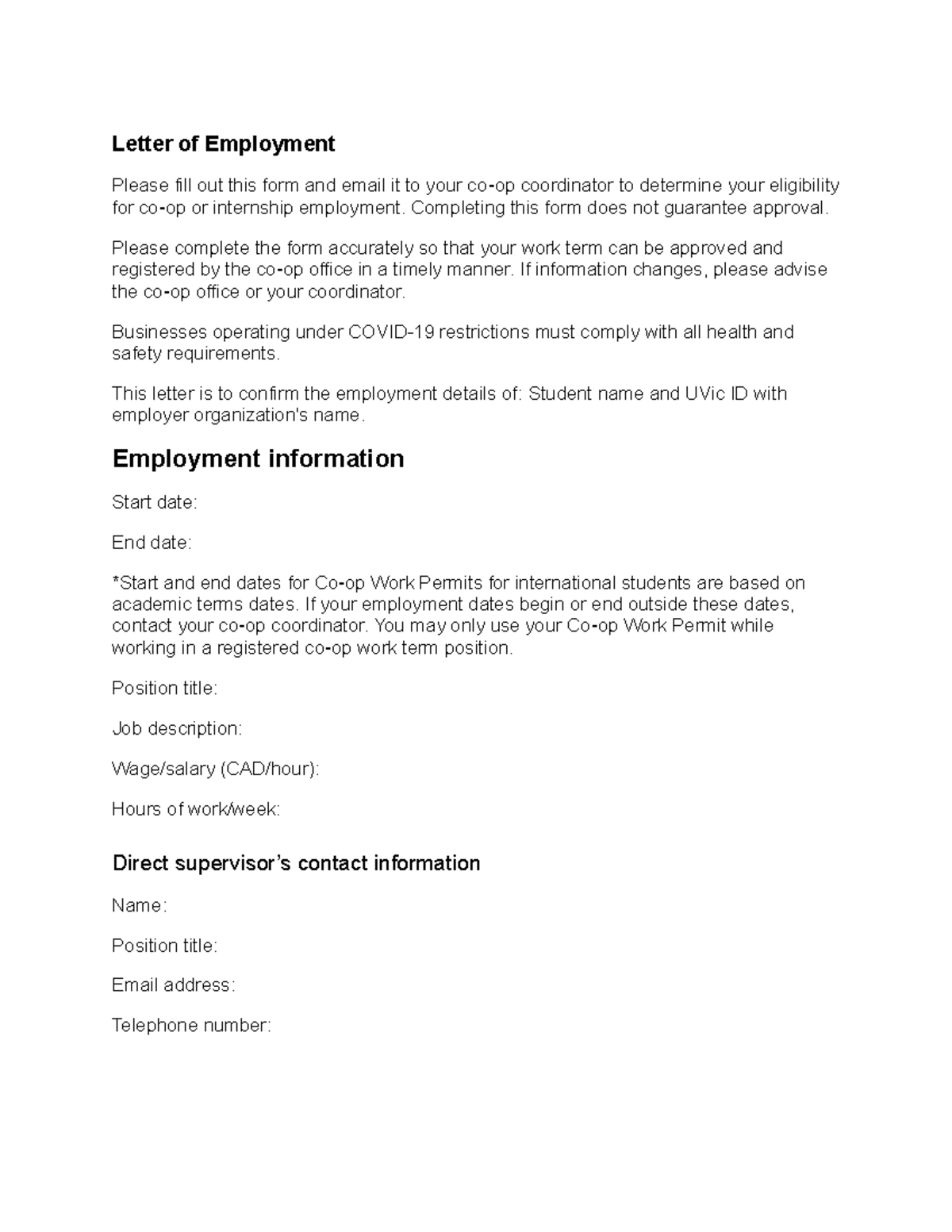 Busi letter of employment fillable oct25 2022 - Letter of Employment ...