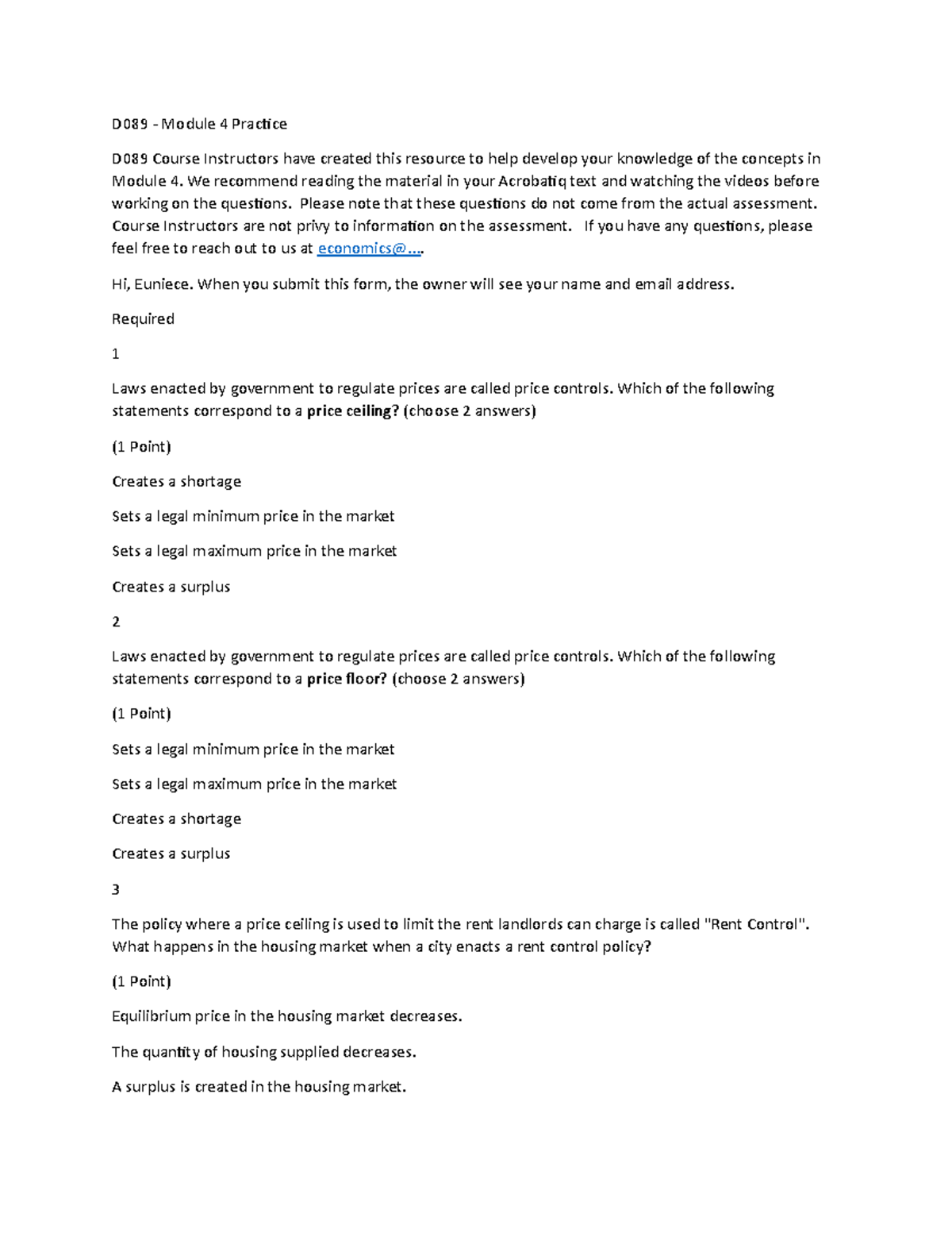 D089 Practice 4 - D089 - Module 4 Practice D089 Course Instructors have created this resource to ...