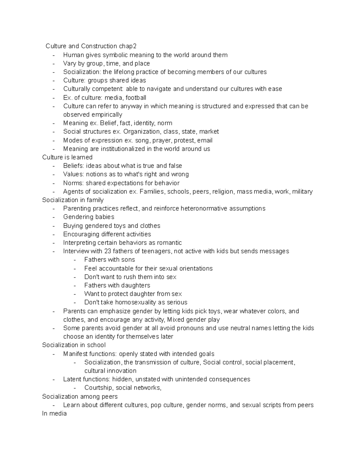 SOC 9 6 22 - Intro to sociology lecture notes for chapter 2. - Culture ...