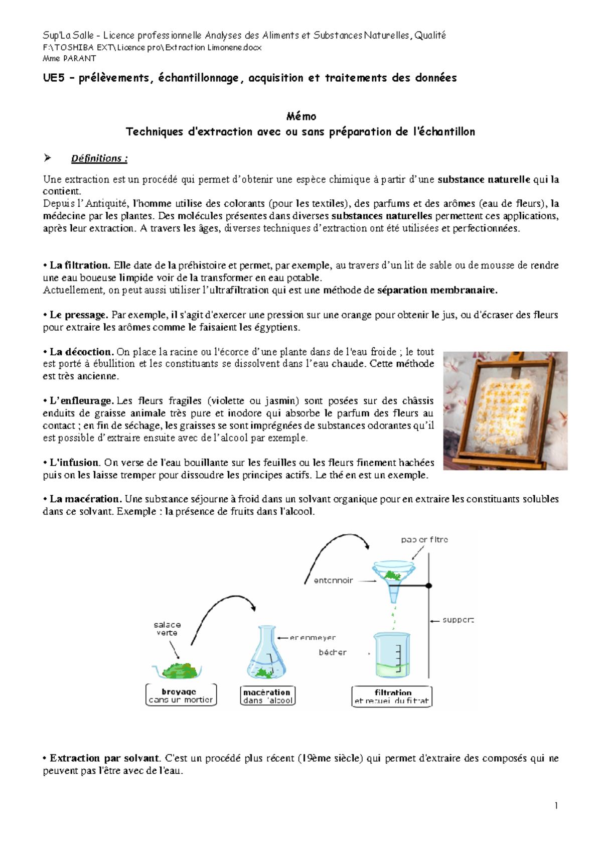 TP Extraction Limonene - F:\TOSHIBA EXT\Licence pro\Extraction Limonene ...