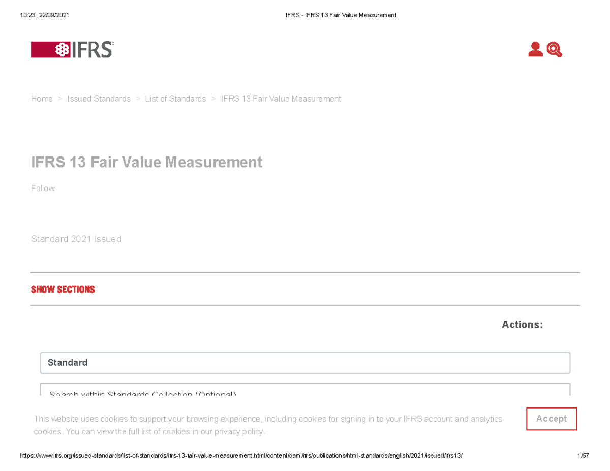 IFRS IFRS 13 Fair Value Measurement SHOW SECTIONS Home Issued