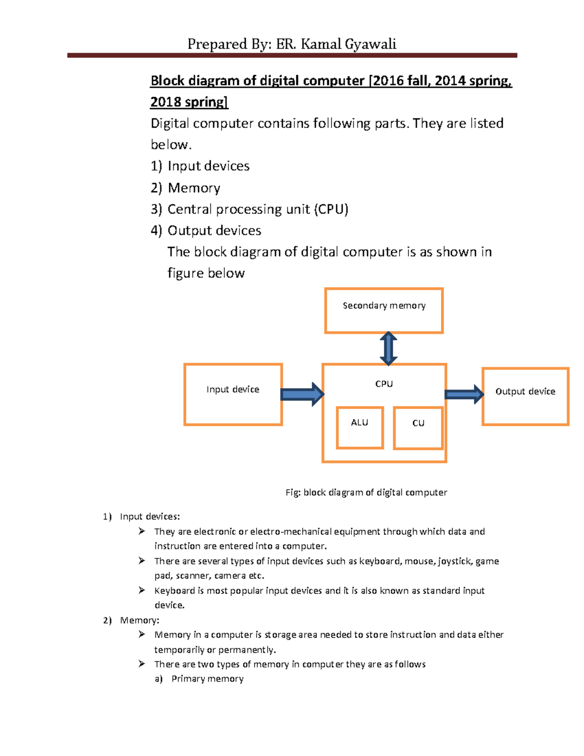 1.1. block-digram-of-computer - Prepared By: ER. Kamal Gyawali Block ...