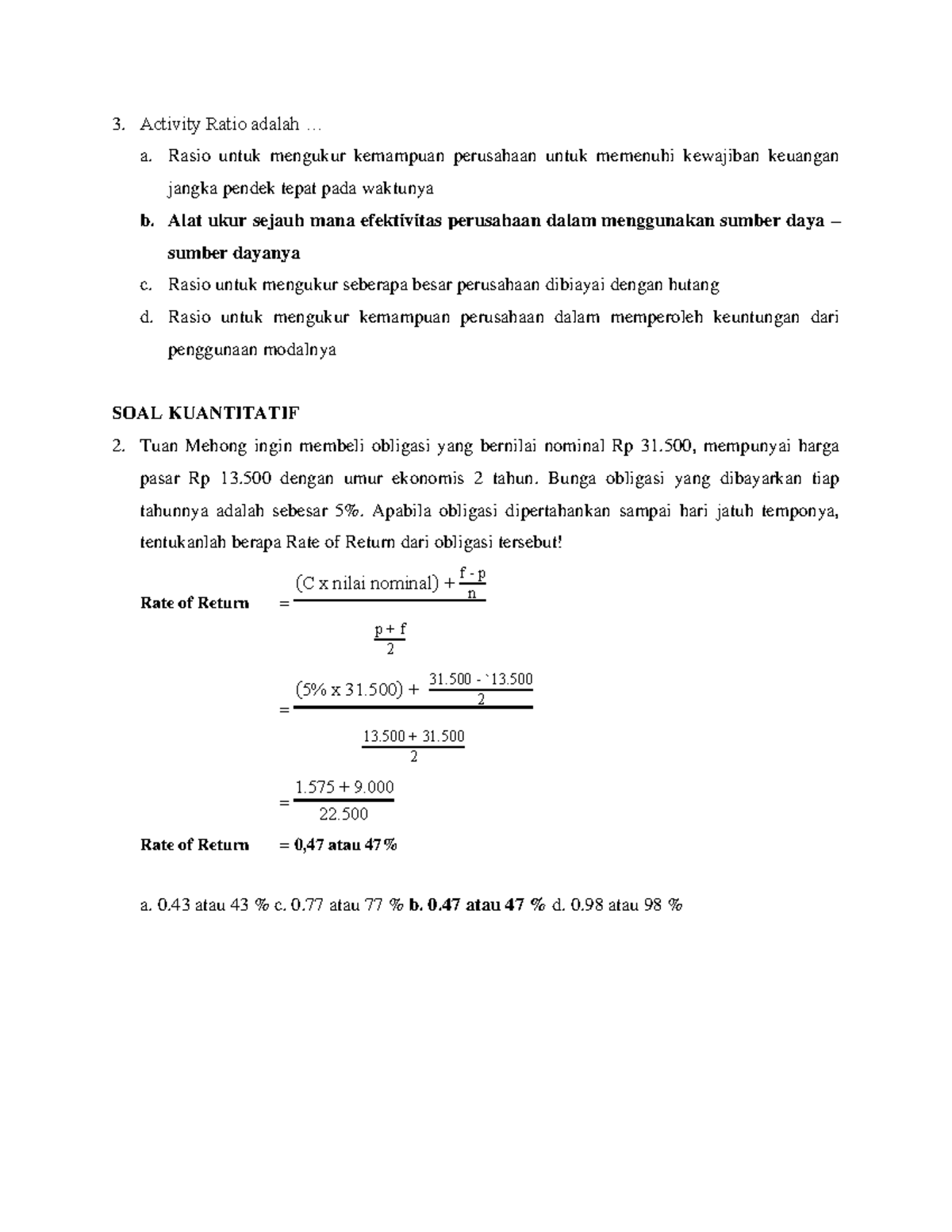 Essay Pengertian Activity Ratio - 3. Activity Ratio adalah ... a. Rasio ...