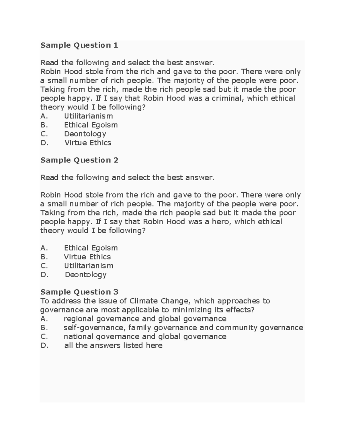 Sample Questions-Short Quiz UU200 - Sample Question 1 Read the ...