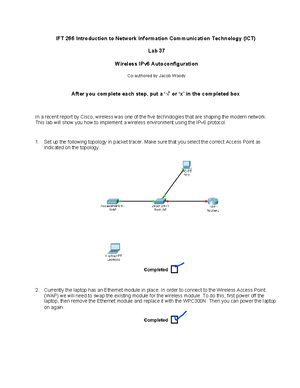 Lab 40 (IPv6 address configuration) - Official - IFT 266 Introduction to Network Information ...