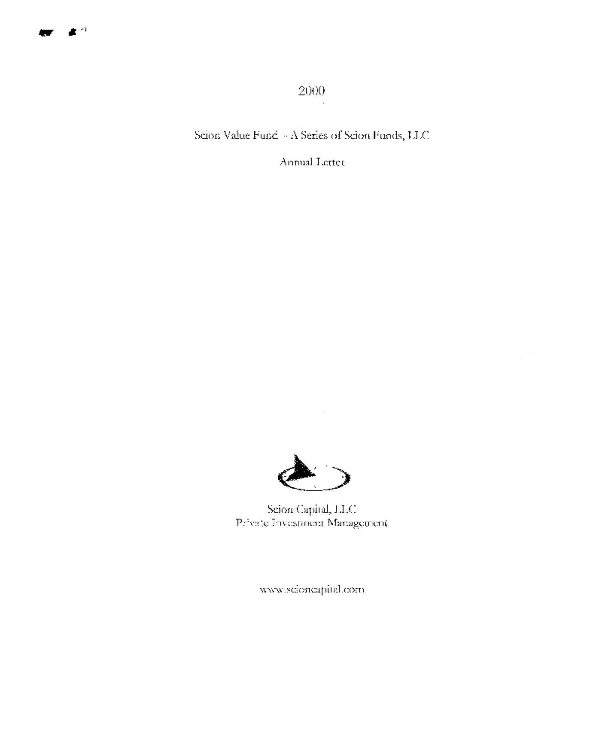 Scion Capital Letters - book - Studocu