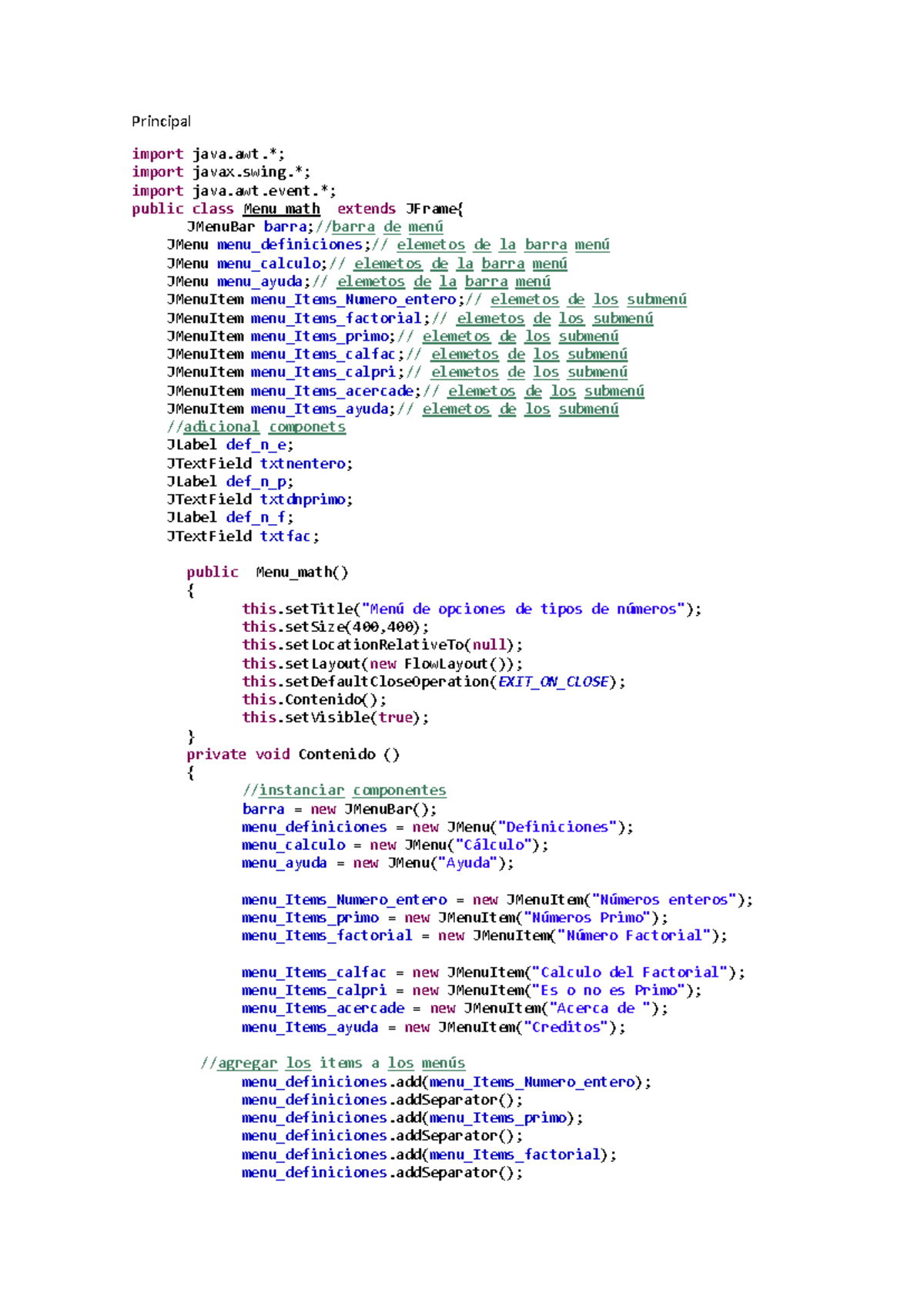 Codigo ejemplo - Código para implementar una interfaz - Principal ...