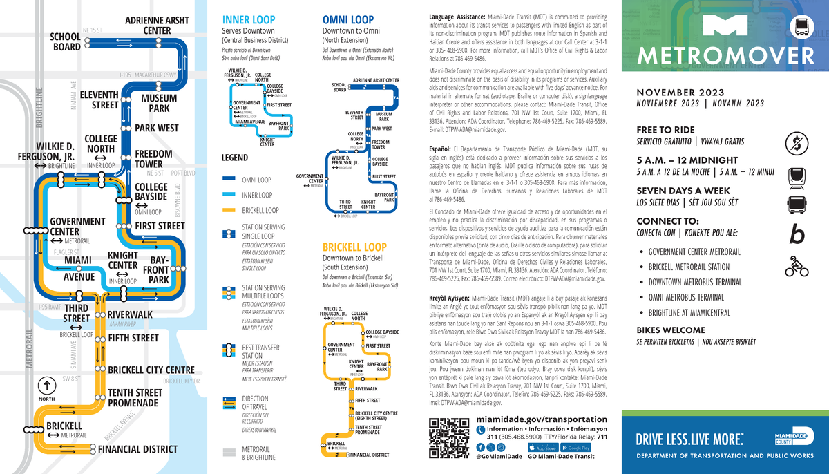 Metromover-map - Map for exercises. - ####### New WorldSchool of the Arts ####### Downtown Miami ...