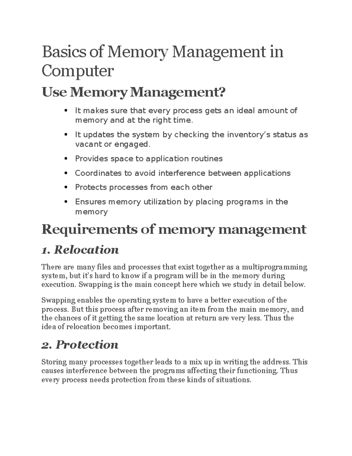 Dylan - Module Reviewer FOR Final - Basics of Memory Management in ...