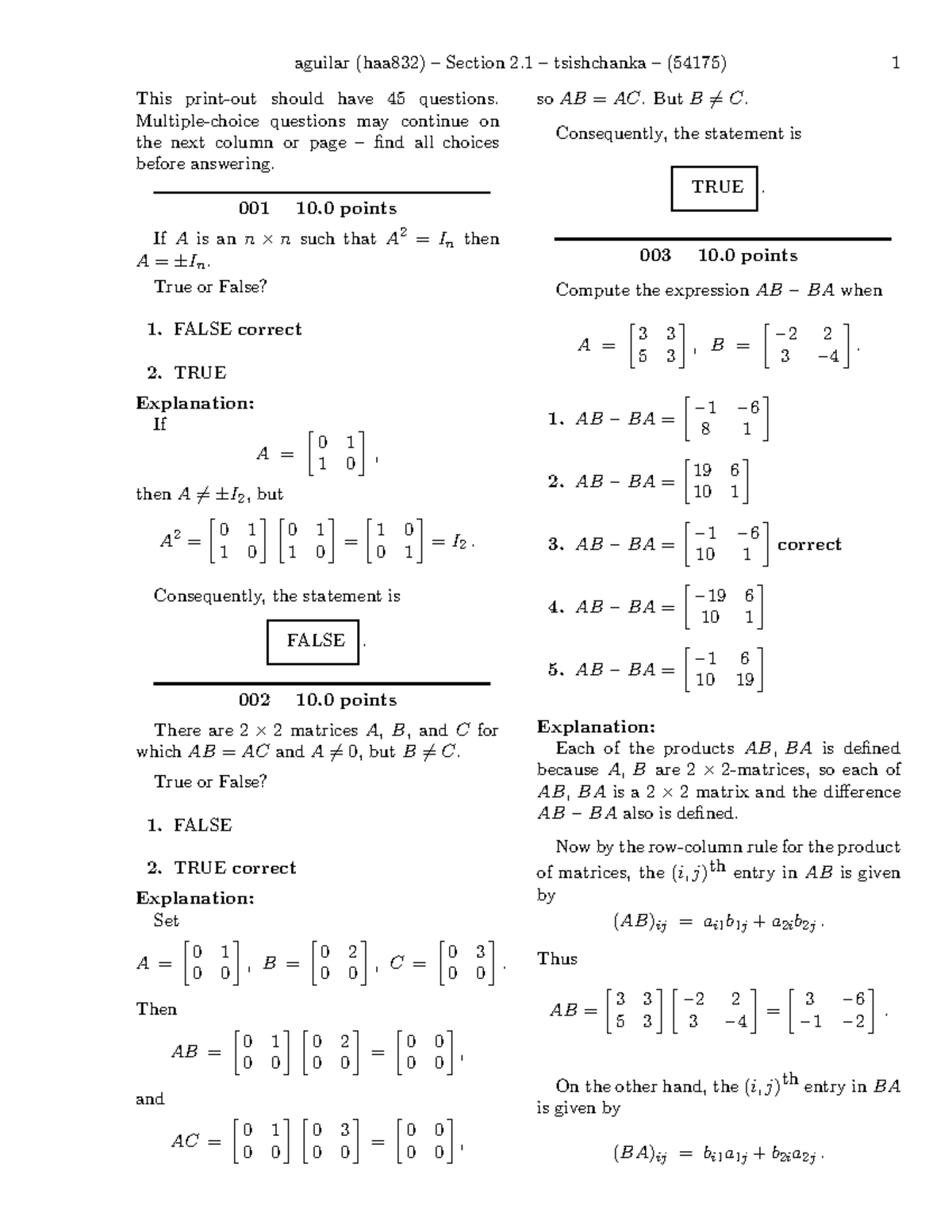Section 2 - practice - This print-out should have 45 questions ...